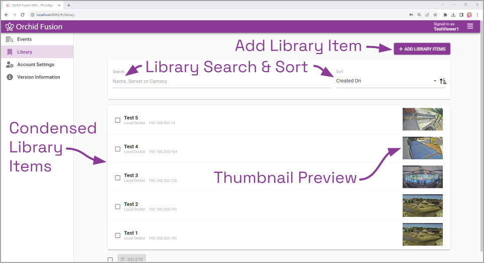 Access the Library - Orchid Hybrid/Fusion VMS User Guide - 24.9