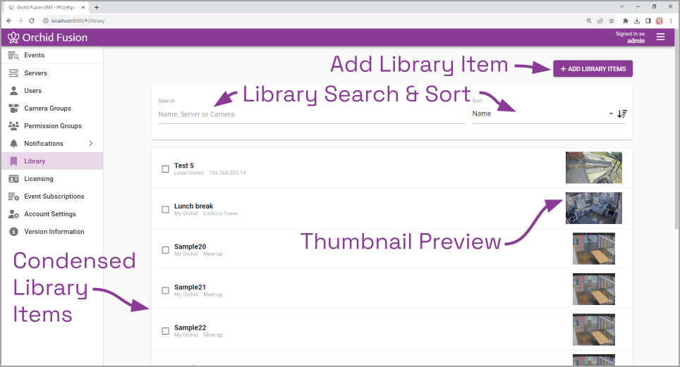 Access the Library Feature - Orchid Hybrid/Fusion VMS Administrator ...