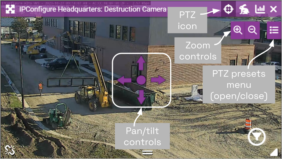 Controlling a PTZ Player - Orchid Hybrid/Fusion VMS User Guide - 23.12