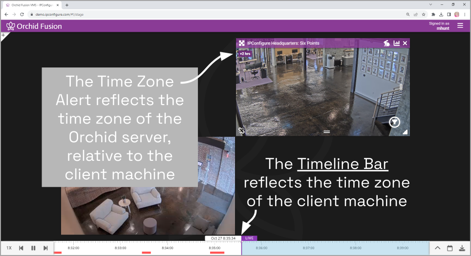 Time Zone Alert - Orchid Fusion/Hybrid VMS User Guide - 23.12