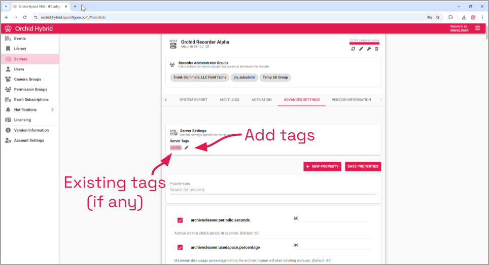 Server Settings - Orchid Hybrid/Fusion VMS Administrator Guide - 24.9