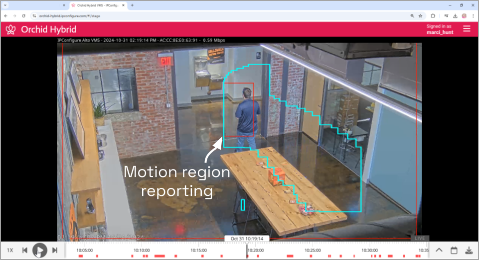 Motion Region Reporting - Orchid Hybrid/Fusion VMS User Guide - 25.3