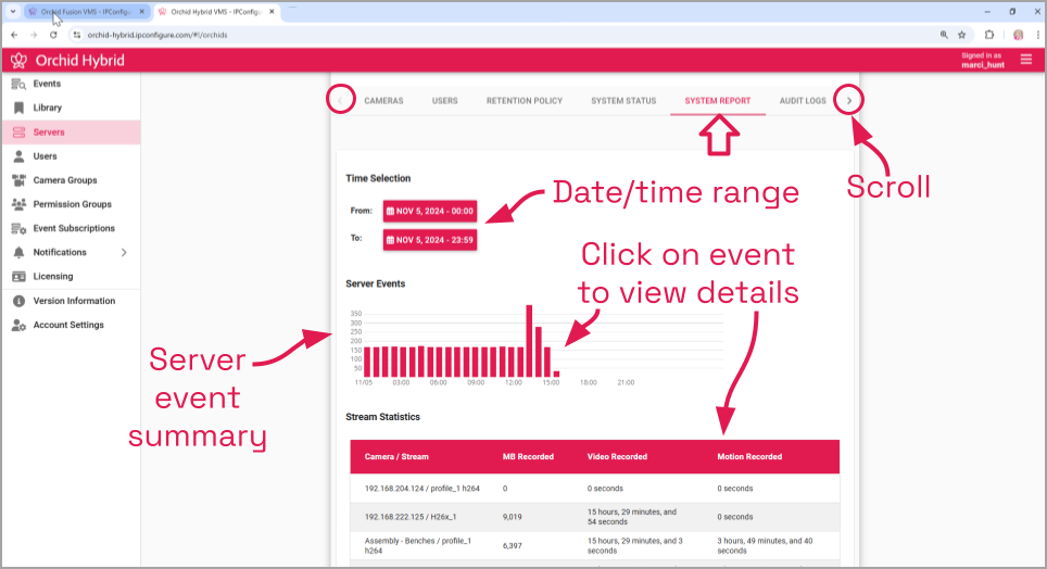 The System Report Tab - Orchid Hybrid/Fusion VMS Administrator Guide ...