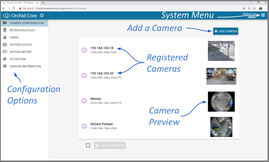 Adding and Managing Cameras - Orchid Recorder Administrator Guide - 2.8.0