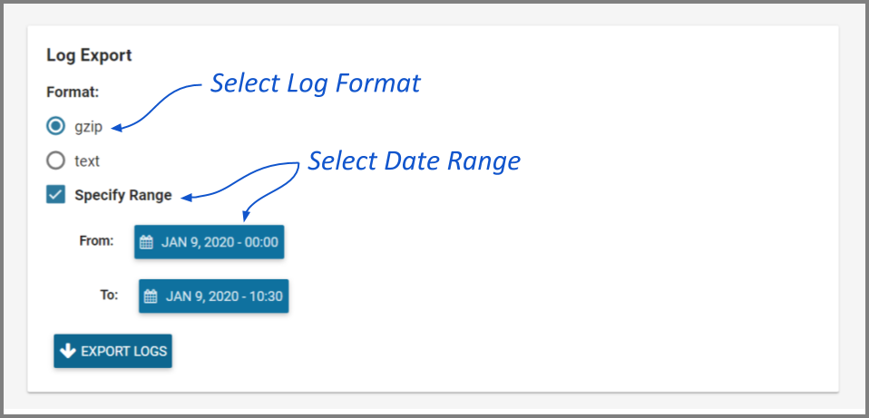 Working with the Log Export - Orchid Recorder Administrator Guide - 2.10.0