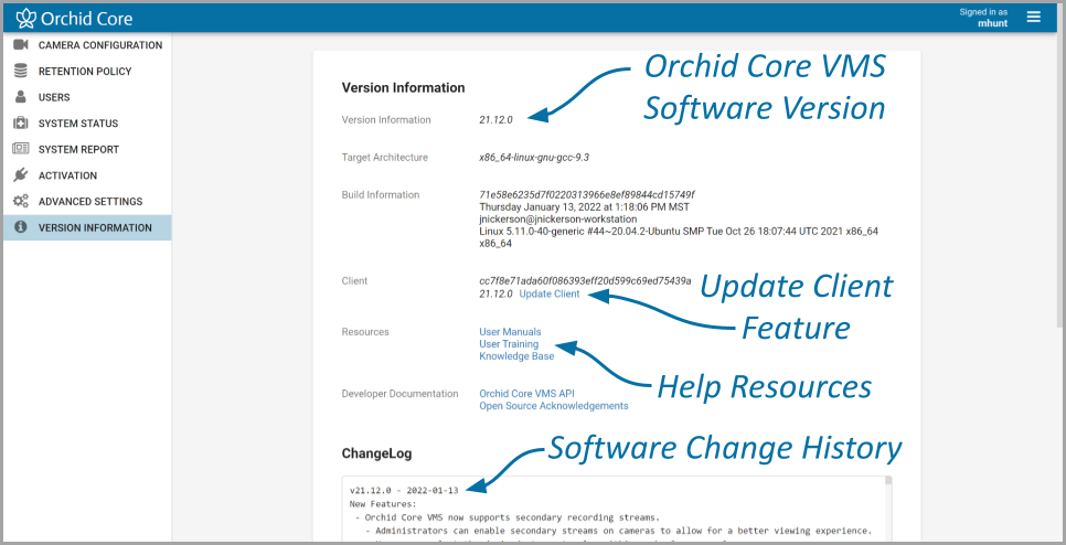 Accessing the Version Information Screen - Orchid Recorder ...