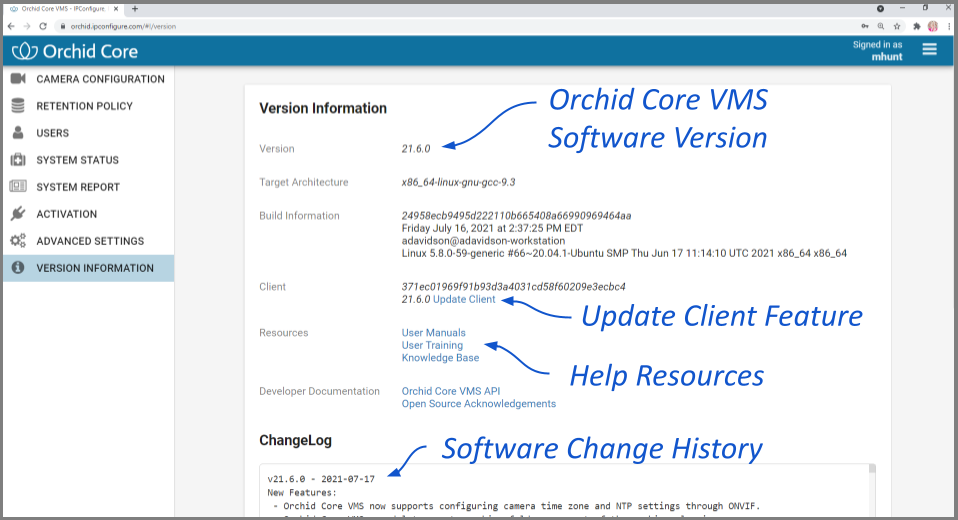 Accessing the Version Information Screen - Orchid Recorder ...