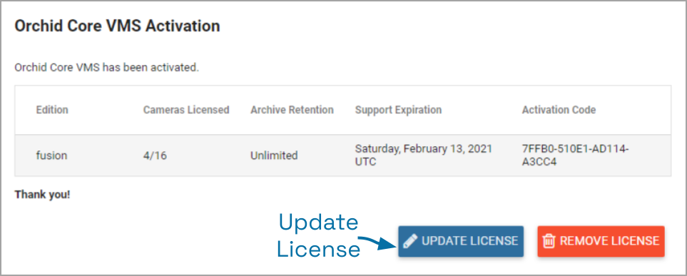 Modifying an Existing License (Quick Method) - Orchid Hybrid/Fusion VMS ...
