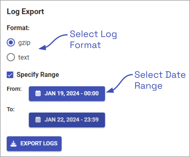 Working with the Log Export - Orchid Recorder Administrator Guide - 23.12