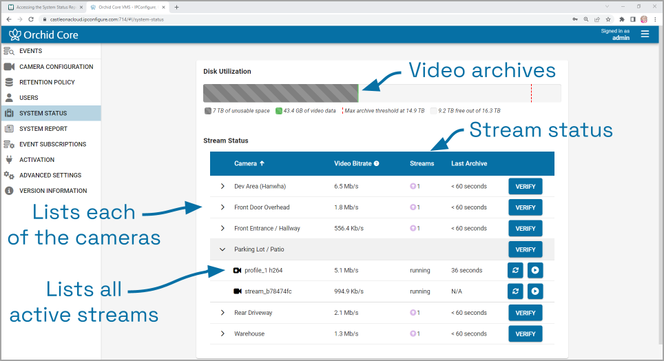 Accessing the System Status Report - Orchid Recorder Administrator ...