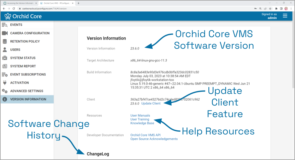 Accessing the Version Information Screen - Orchid Recorder ...