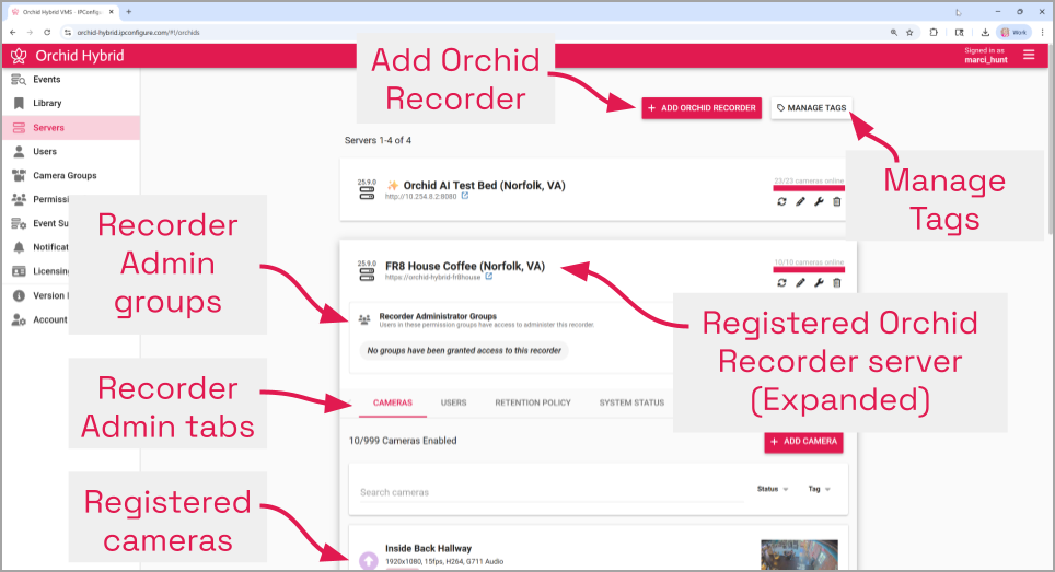 Managing Orchid Servers - Orchid VMS Admin Guide - 25.9