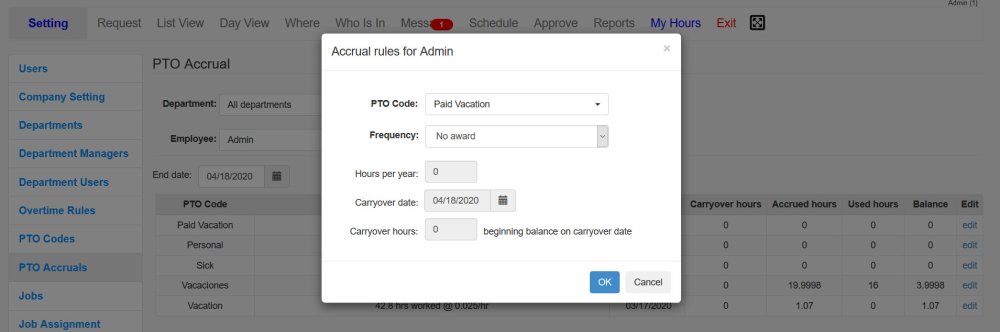 PTO Accruals - Open Time Clock - 1