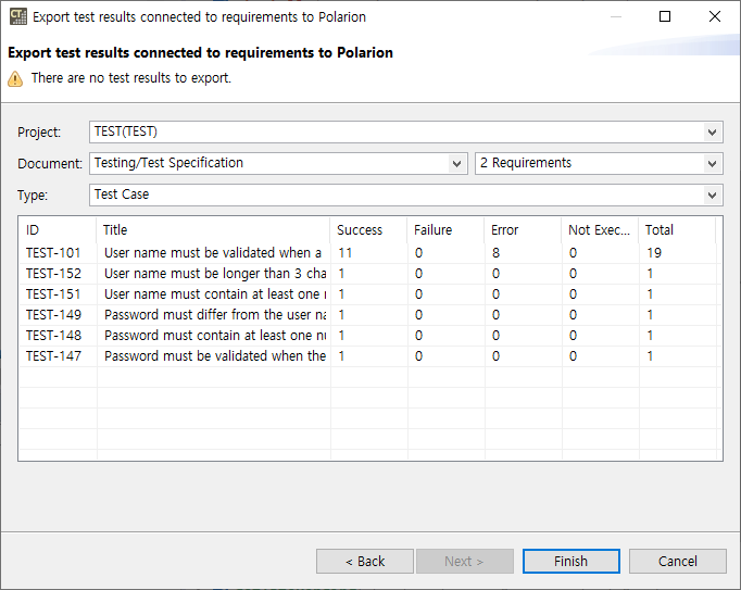 Requirement − Export test results connected to requirements to Polarion ...