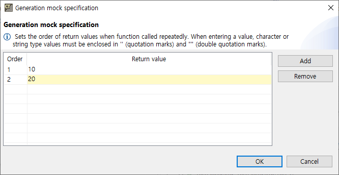 Generate specifications about mock objects - User Guides - 2024.06