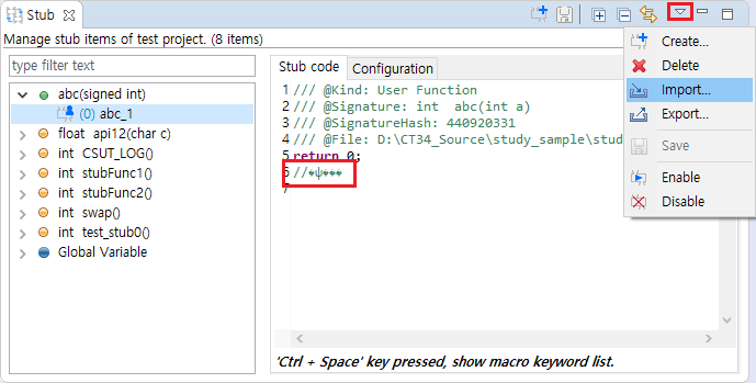 Problem that Korean comments are broken when exporting stub code before ...