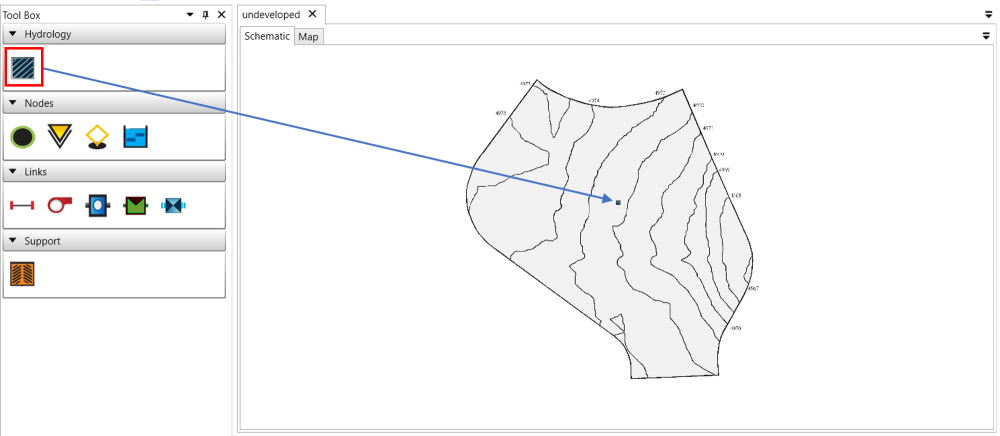 Step 4: Undeveloped Site – Add Objects to Schematic View - VOSWMM - 6