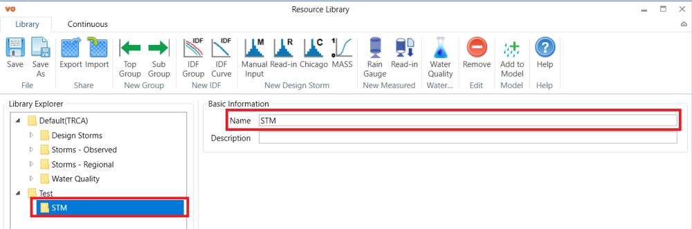 Step 3: Create a Sub Group for STM Files - Visual OTTHYMO - 6
