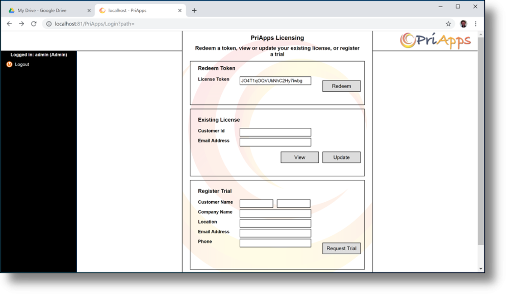 Redeem a License Token - PriApps SSO Admin Guide - v22.5