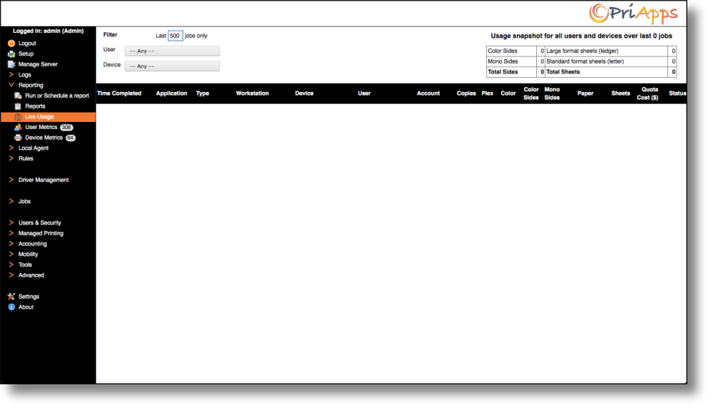 Live Usage - PriApps SSO Admin Guide - v22