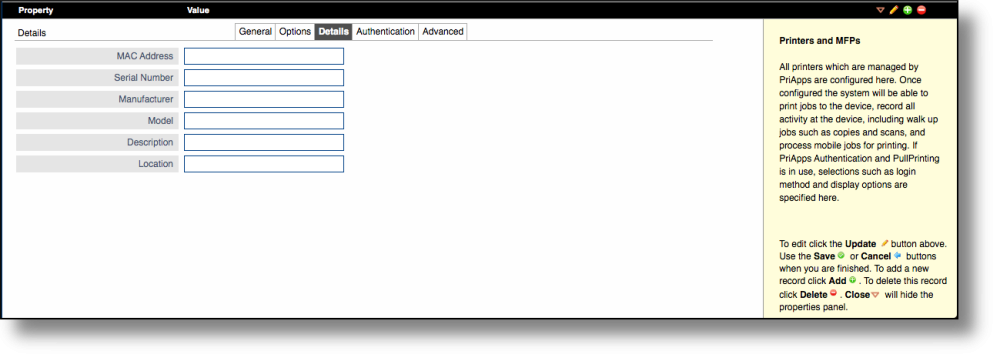 Printers & MFP Properties – Details tab - PriApps SSO Admin Guide - v22.5