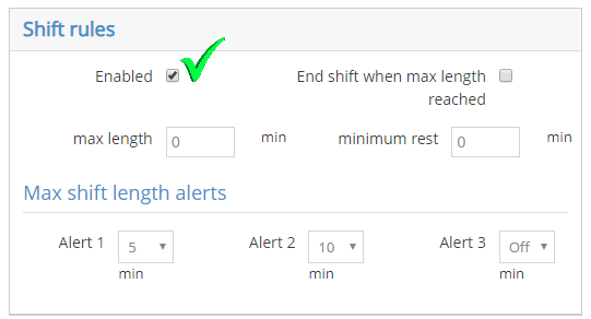 Shift Settings - Admin Panel - Unified Admin
