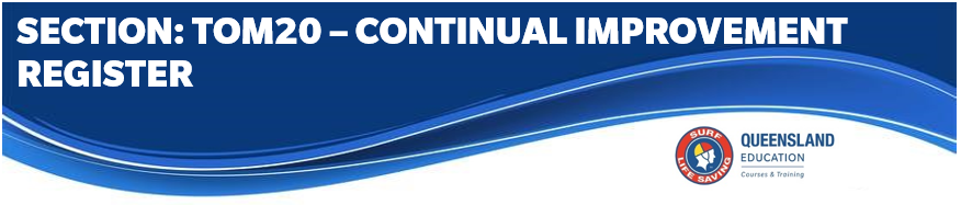 CONTINUOUS IMPROVEMENT REGISTER - Training Operations Manual - 1