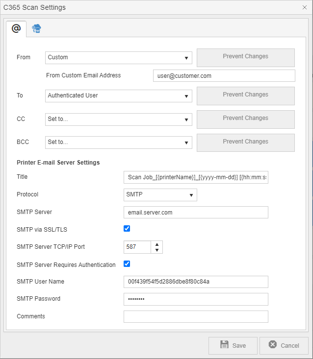 Configure Email and OneDrive Settings in Web Admin - Celiveo 365 - C365-25E