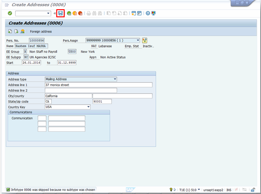 Infotype Create Addresses (0006) Procedures - Umoja HR Mini-Master - 1
