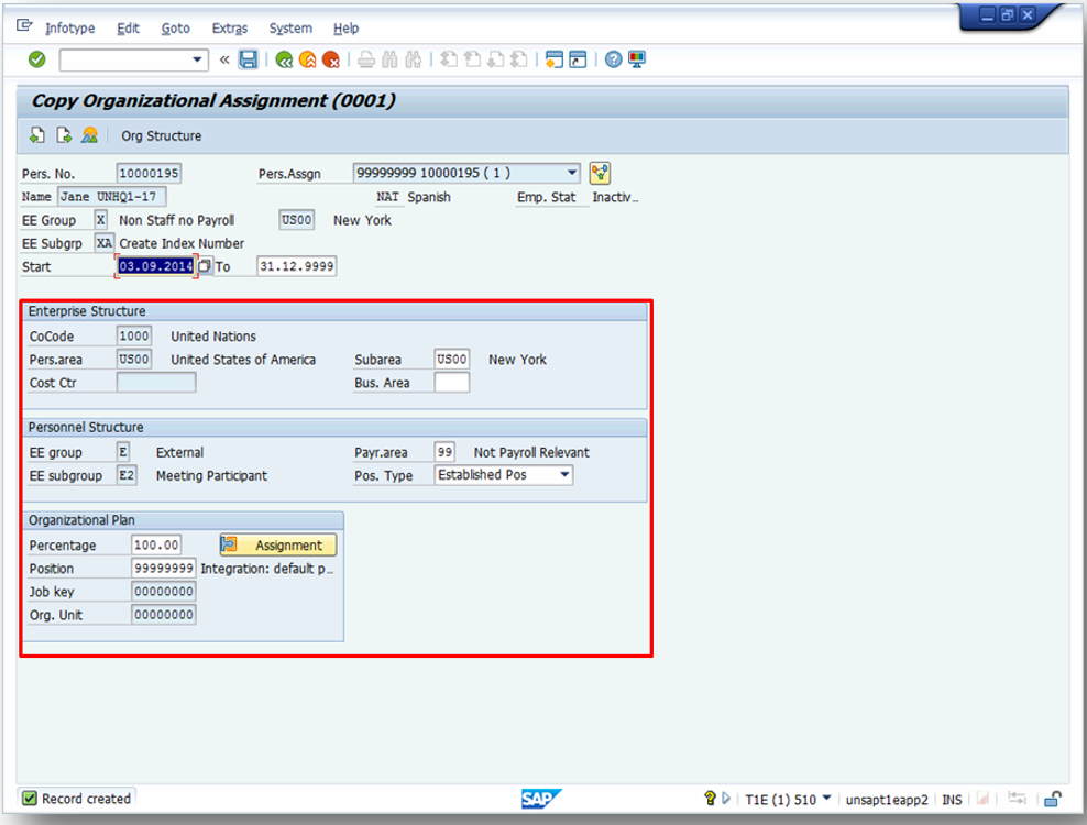 Organizational Assignment (0001): - Umoja HR Mini-Master - 1