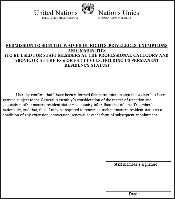 Annex VII: Waiver Templates - Onboarding and Staff Movements Manual - 1