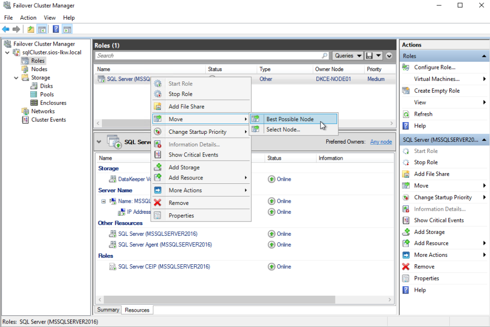 Creating A Sql Server Cluster On A Failover Cluster Datakeeper Cluster Edition Oracle Cloud