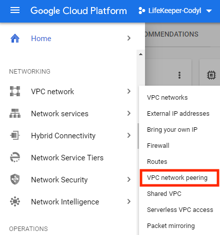Creating VPC Network Peering - LifeKeeper for Windows LIVE - 8.10.0