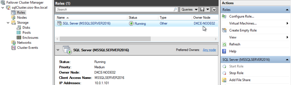 Creating A Sql Server Cluster On A Failover Cluster Datakeeper Cluster Edition Oracle Cloud