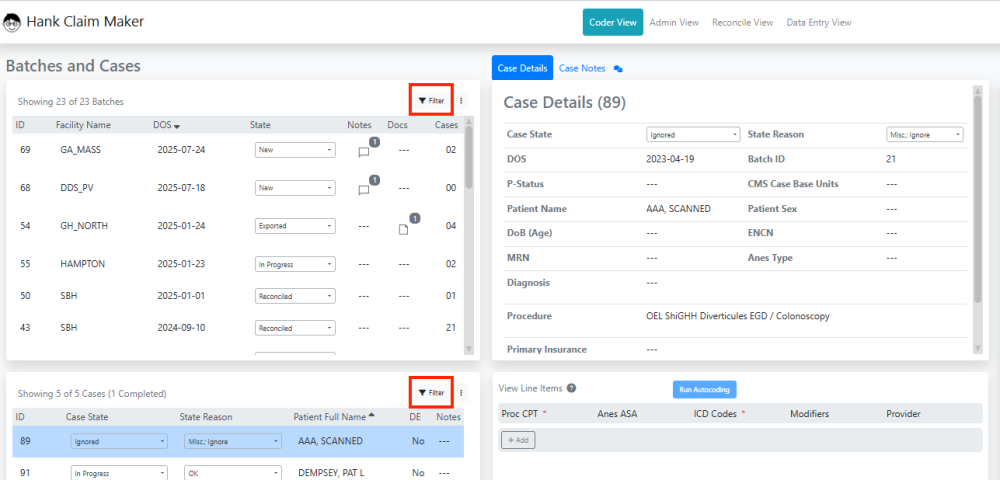 Filtering Batches and Cases - Hank.ai Claim Maker - 2.0.11