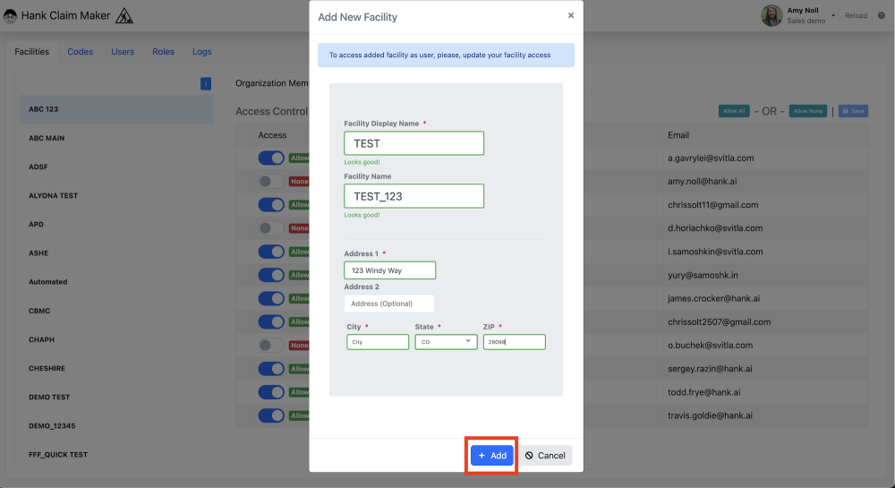 Adding a New Facility for Claim Maker LITE - Hank.ai Claim Maker - 2.0.10