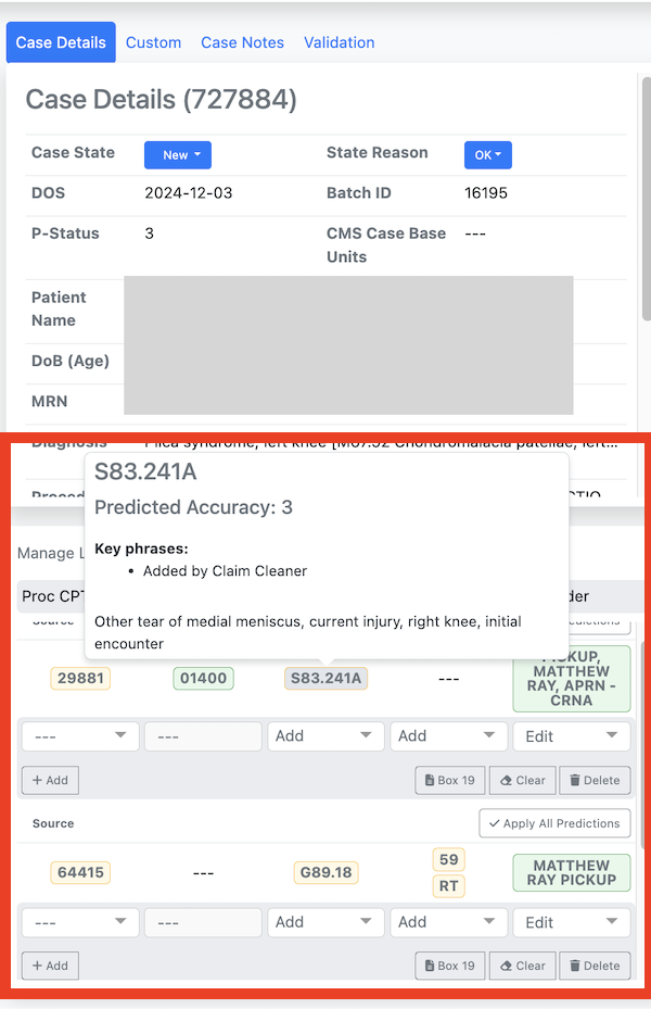 AutoCoding Predictions - Hank.ai Claim Maker - 2.0.10