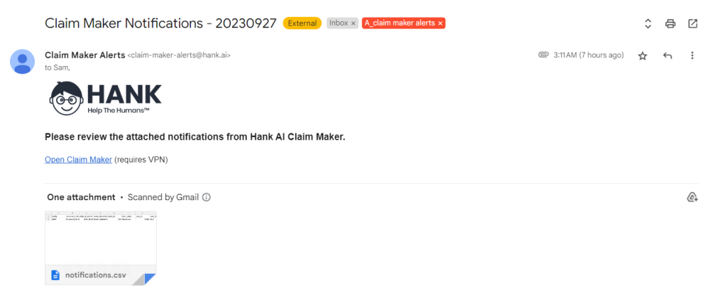 Decoding Claim Maker Alert Emails - Hank.ai Claim Maker - 2.0.6