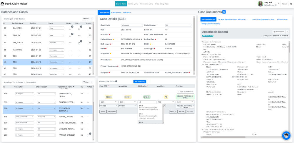 Coding Line Items - Hank.ai Claim Maker - 2.0.11