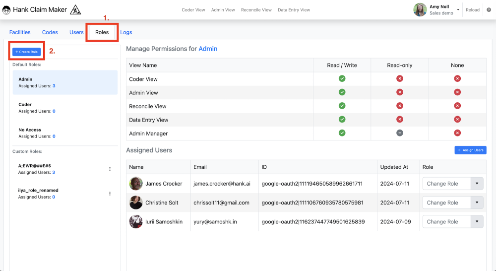Adding and Managing Custom User Roles - Hank.ai Claim Maker - 2.0.10