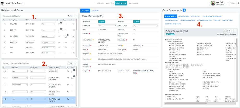 Reconcile View Layout - Hank.ai Claim Maker - 2.0.11