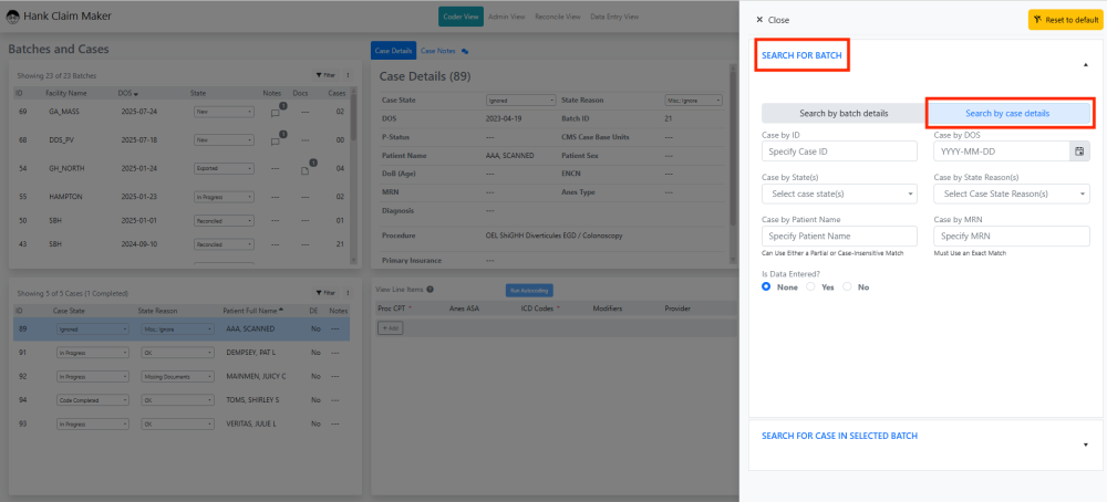 Filtering Batches and Cases - Hank.ai Claim Maker - 2.0.11