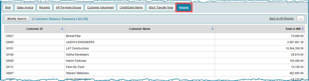 Customer Balance Summary - Crest ERP User Manual - 1.0