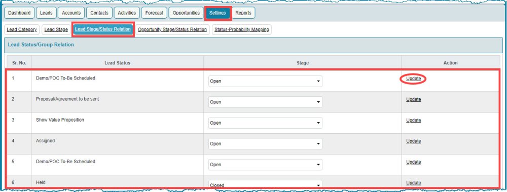 Mapping Lead Status To Stage - Crest ERP User Manual - 1.0