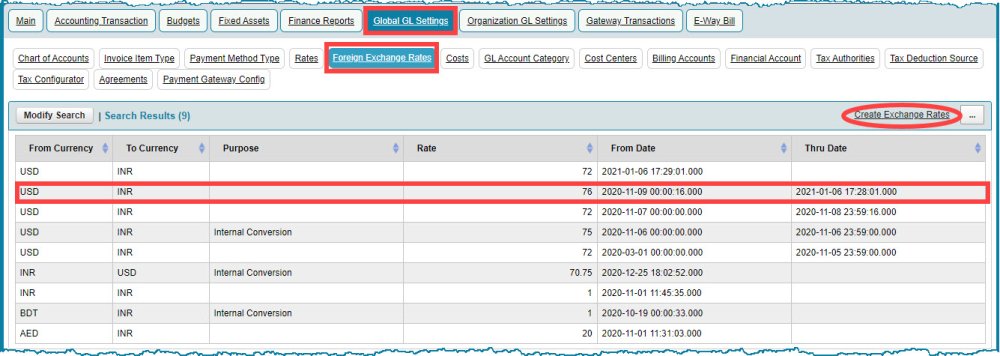 Foreign Exchange Rates - Crest ERP User Manual - 1.0