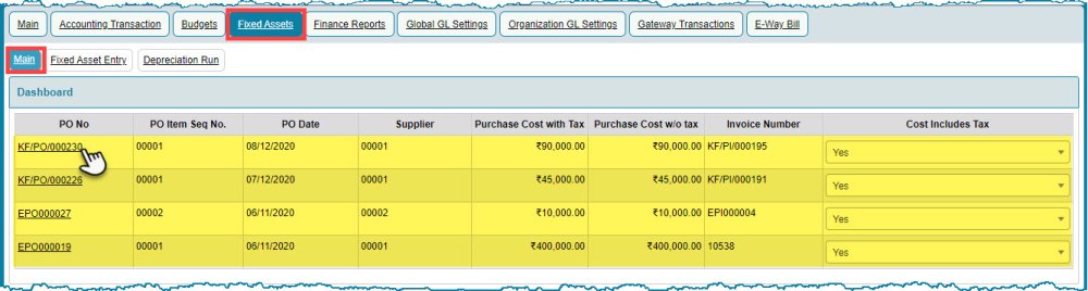 Creating Fixed Assets From PO - Crest ERP User Manual - 1.0