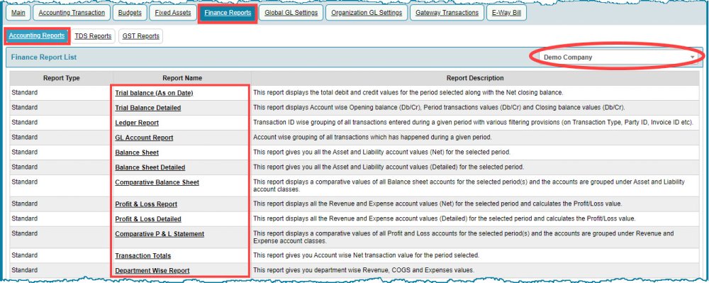 Accounting Reports - Crest ERP User Manual - 1.0