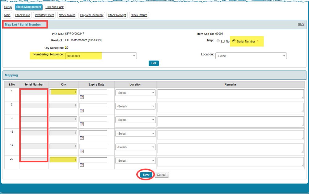 Receiving Serial Numbered Items - Crest ERP User Manual - 1.0