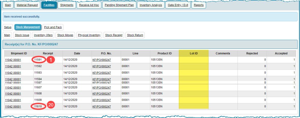 Receiving Serial Numbered Items - Crest ERP User Manual - 1.0