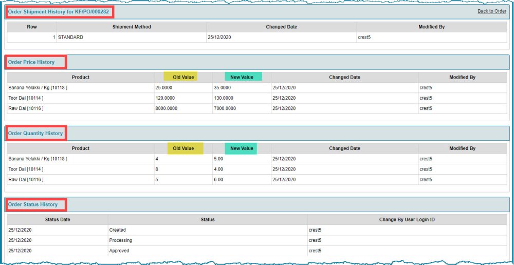 PURCHASE ORDER HISTORY - Crest ERP User Manual - 1.0
